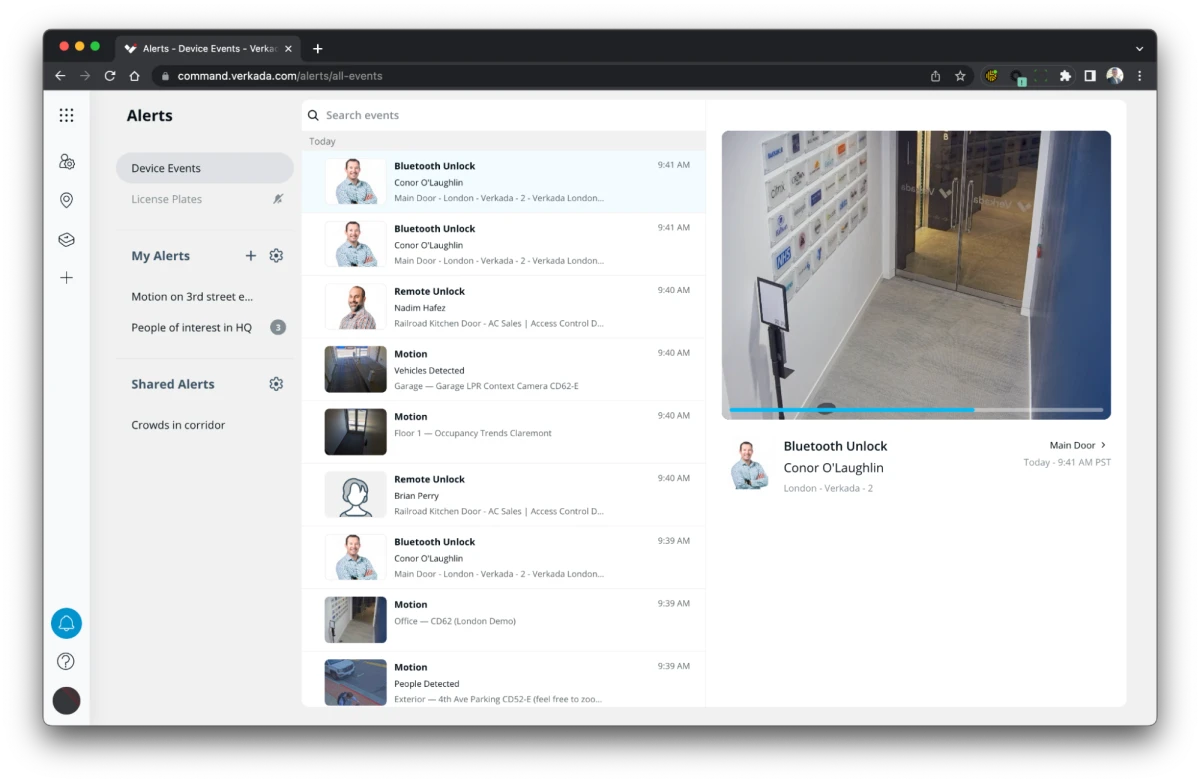 Announcing Alert page for camera alerts in Verkada Command